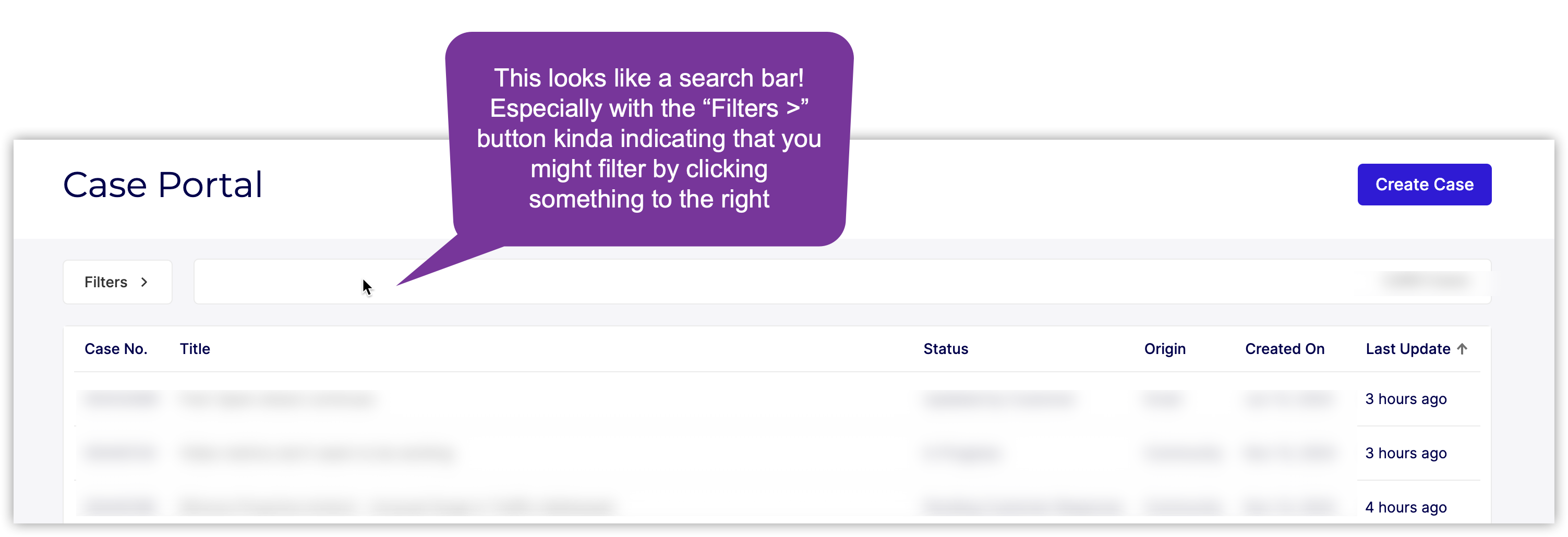Case Portal: Bar across the top looks like a search bar | Atlas